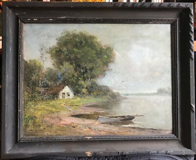 Listed GEORGE F. SCHULTZ - 20x24 Landscape OIL circa 1900 - Lists to ...