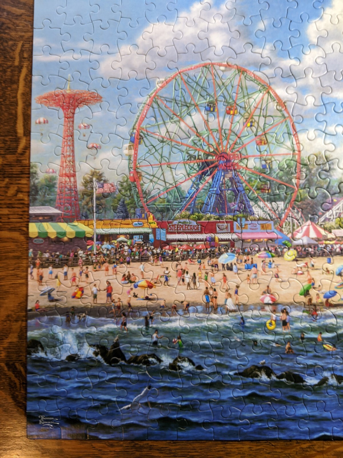 Thomas Kinkade Coney Island Jigsaw Puzzle 300 Piece Large pieces easy ...