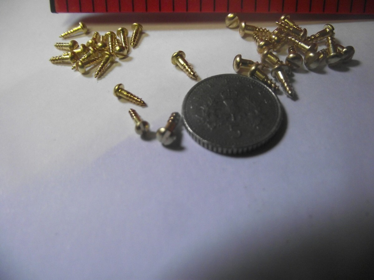 Brass Screws NEW Larger Quantities, Micro Mini Fasteners, 100 Sets,