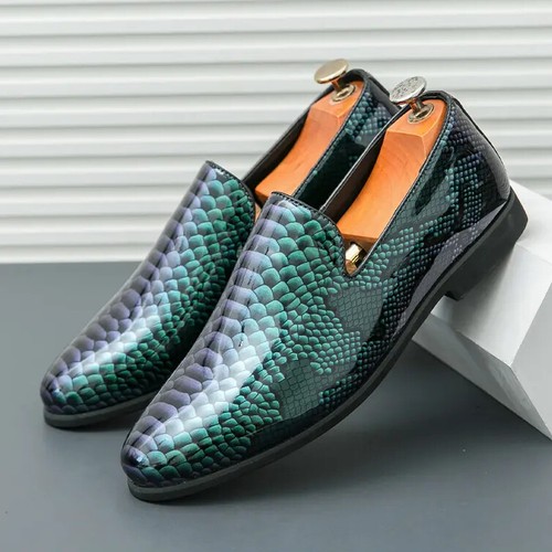 Mens British Snakeskin Print Slip on Loafers Casual Evening Party ...