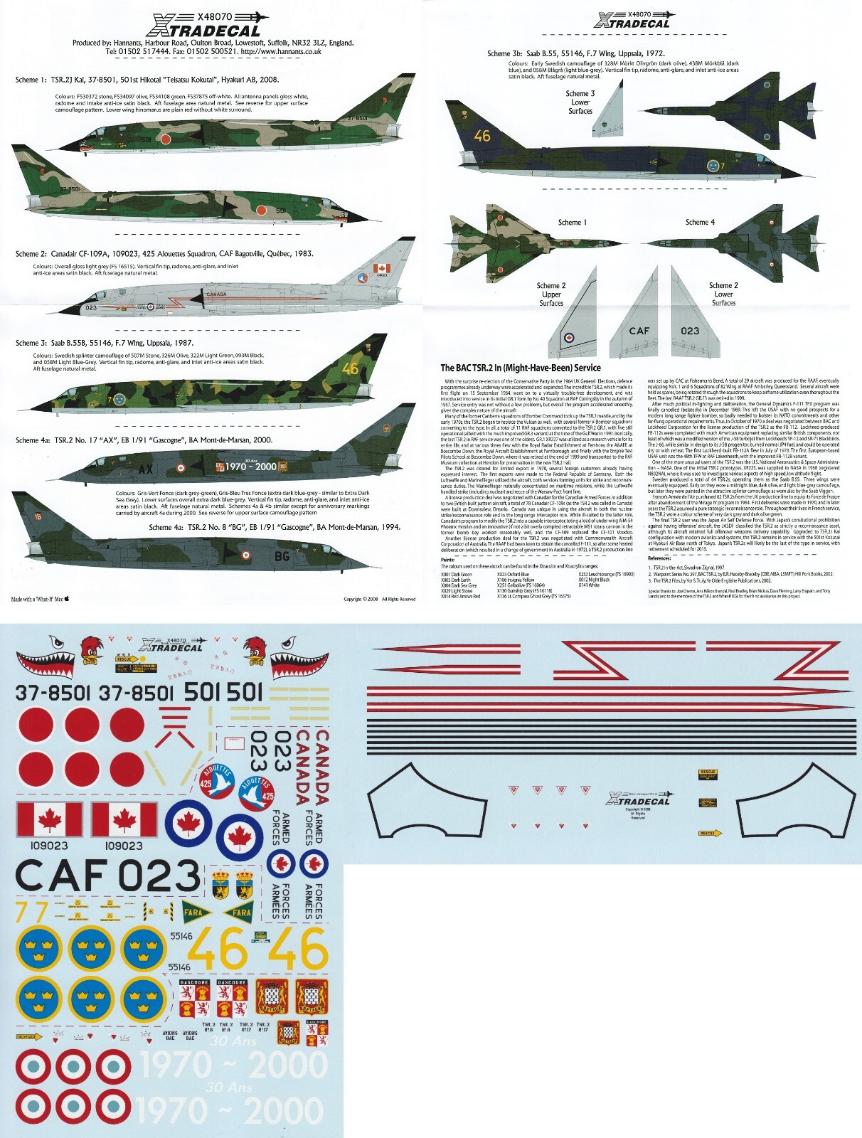 Xtradecal X48070 1/48 BAC Tsr-2 What If Part 3 Model Decals for sale ...