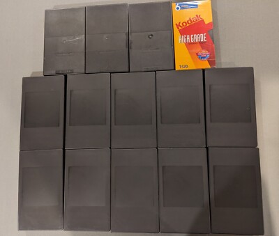 Blank VHS tape & 13 VHS video tape black clamshell cases w/ labels VG ...