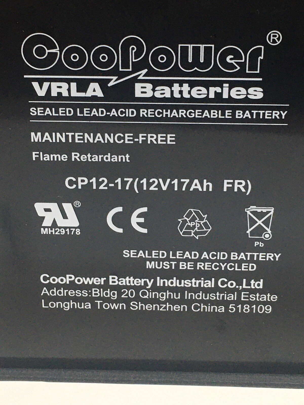 CooPower VRLA Battery. 2UKH6 CP12-17, 12V17Ah. | eBay