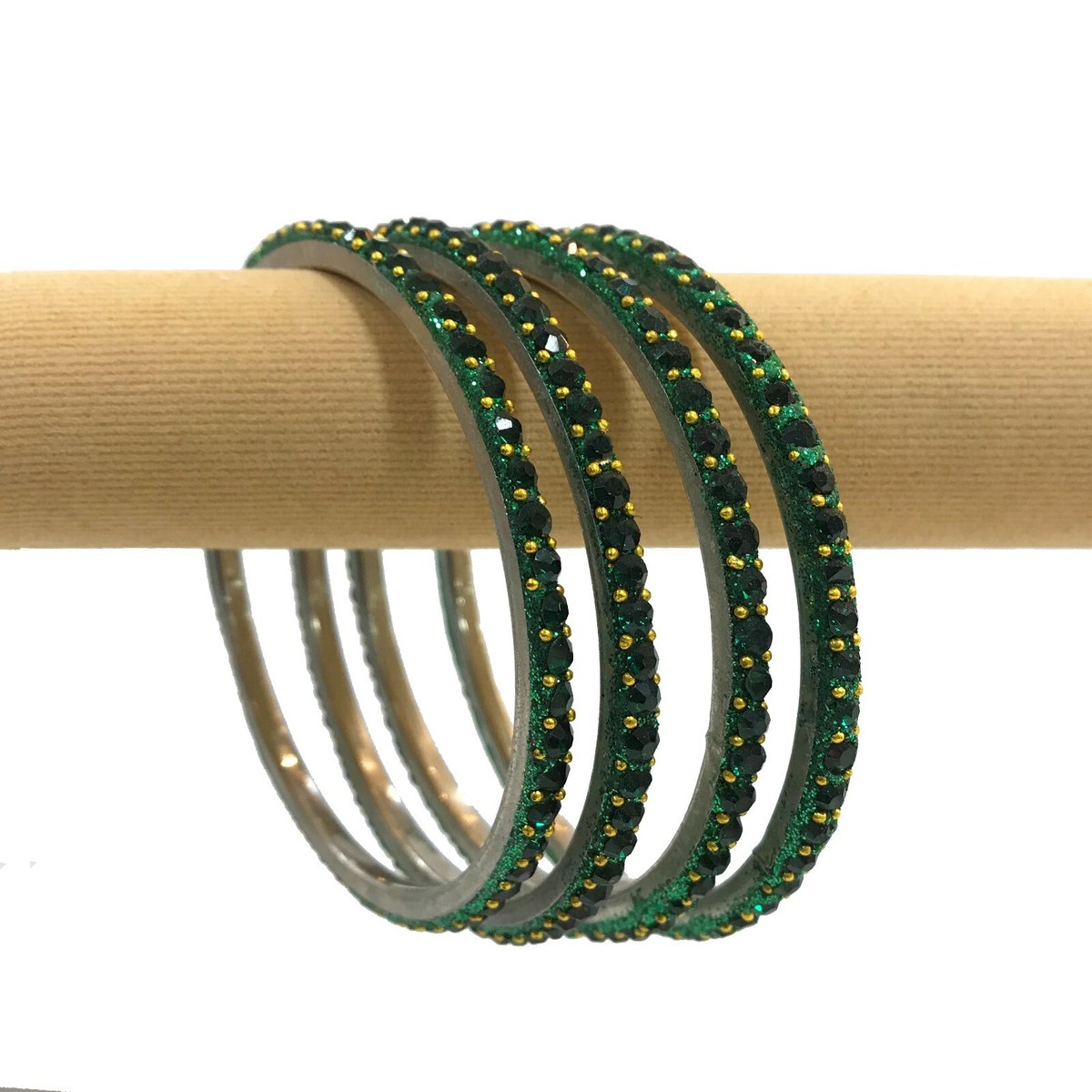 cheapest online store Gold Glass Green Bangle Bracelets set of 6 ...