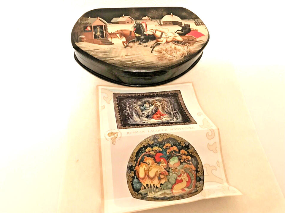 🔥 LARGE 7x4.5 GENERAL BEAR Misha RUSSIAN LACQUER BOX Nekrasov Fedoskino ...