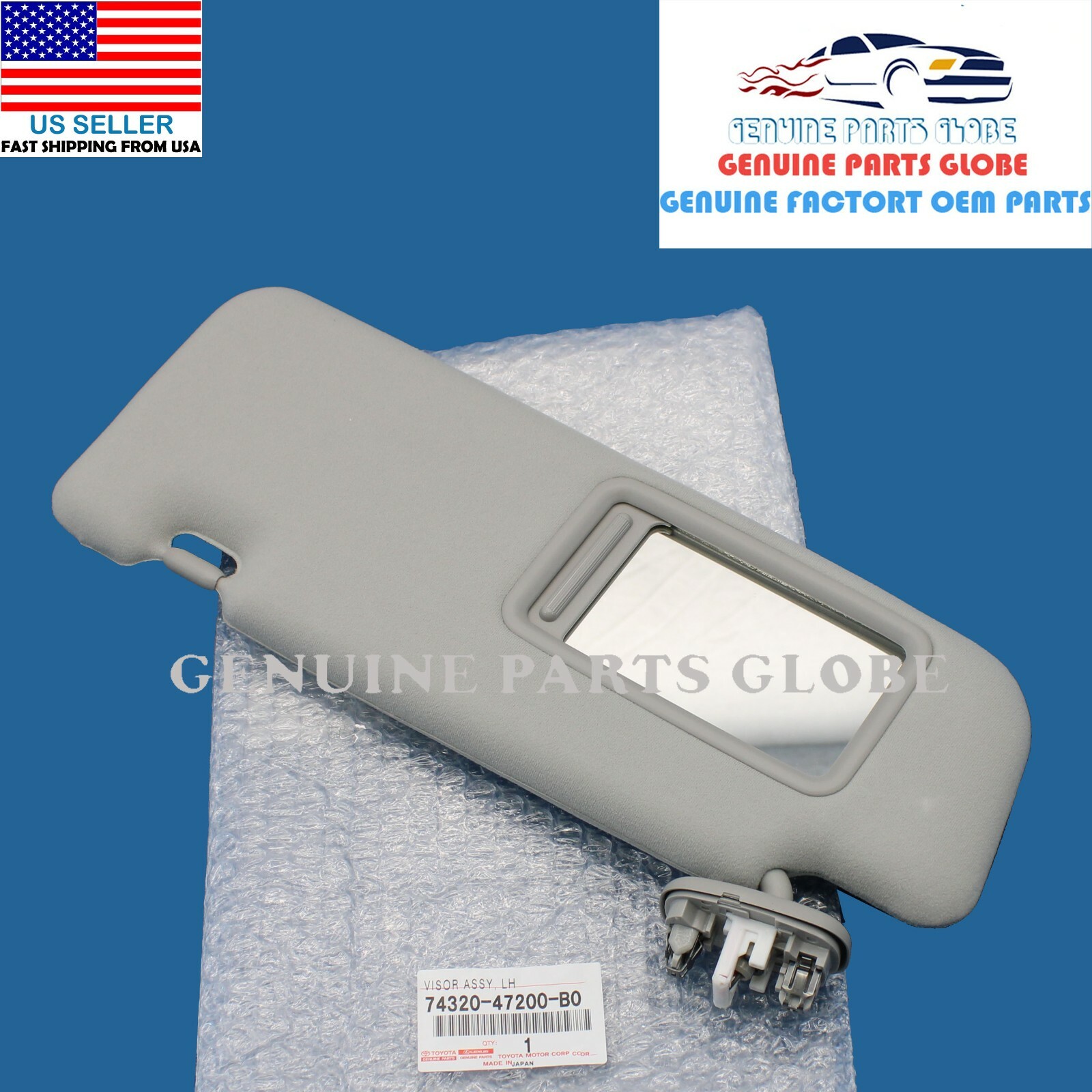 NEW GENUINE OEM TOYOTA 2010-2015 PRIUS LEFT DRIVER GRAY SUNVISOR 74320 ...