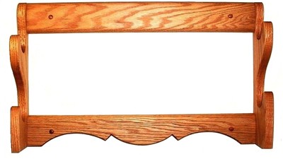 Oak Wooden 2 Place Gun Rack Rifle Shotgun Wall Display - Red Mahogany ...