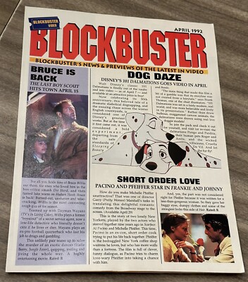 BLOCKBUSTER Video News & Previews Newsletter Flyer 4/92 1992 Movie ...