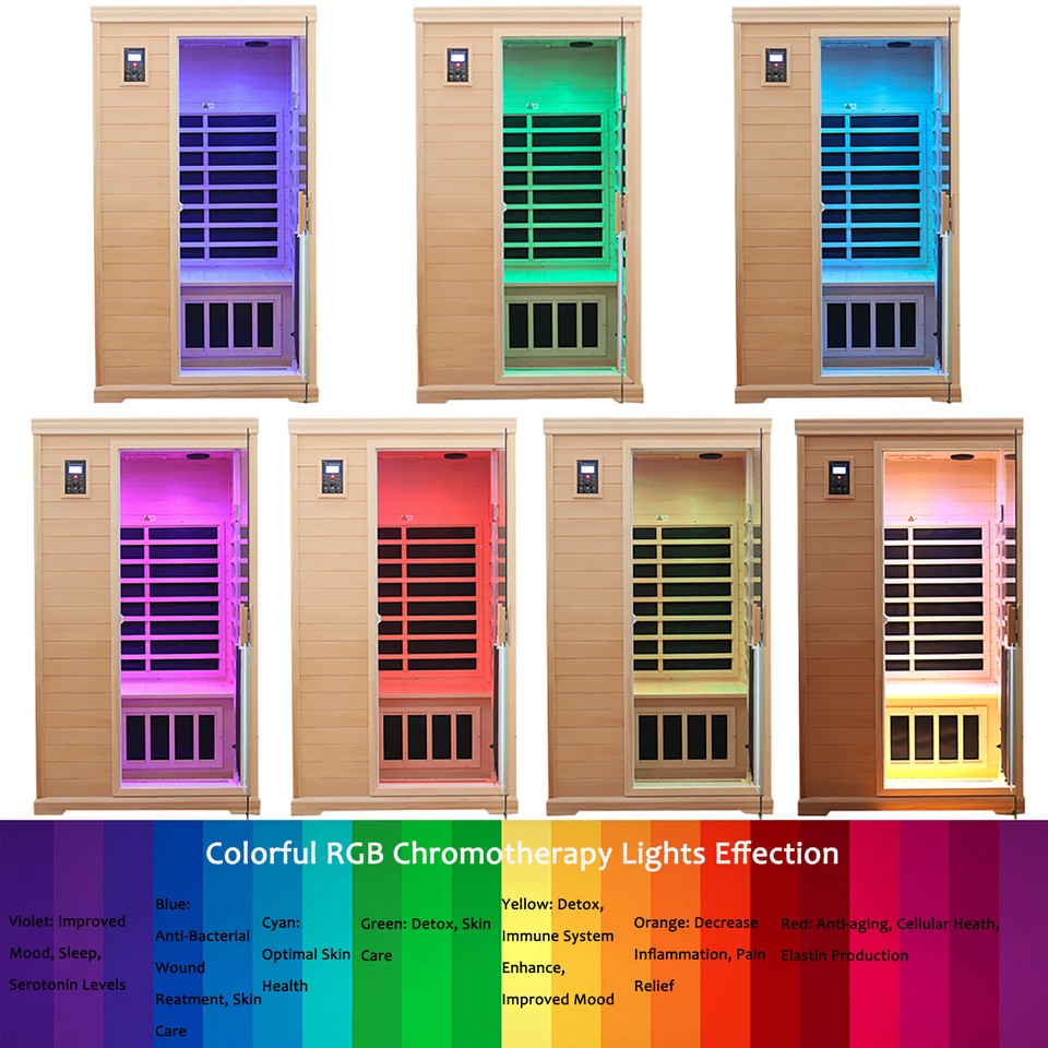 Indoor Helmock Sauna Far Infrared Saunas for 2 Persons Therapy Color ...