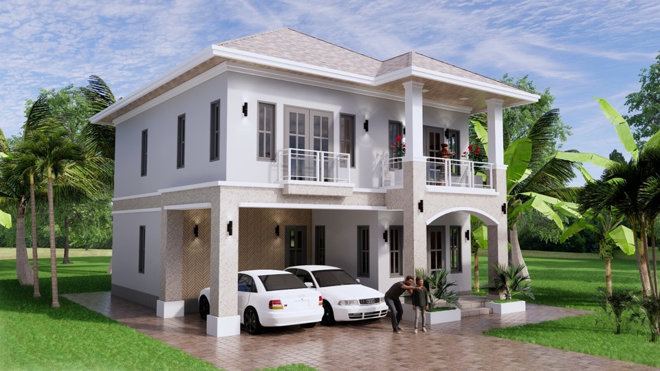 Custom House Plan 9x11 Meter 26x36 Feet 5 Beds 3 Baths Hip Roof (A4 ...