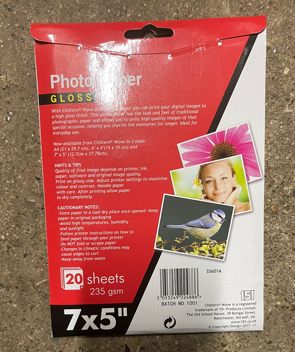 HIGH QUALITY GLOSS PHOTO PAPER 7X5 DIGITAL GLOSSY INKJET PRINTER 235GSM ...