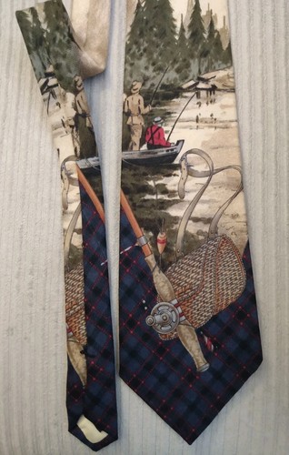 Vintage Ralph Lauren Polo Tie River Fishing 100% Wool USA Made ...