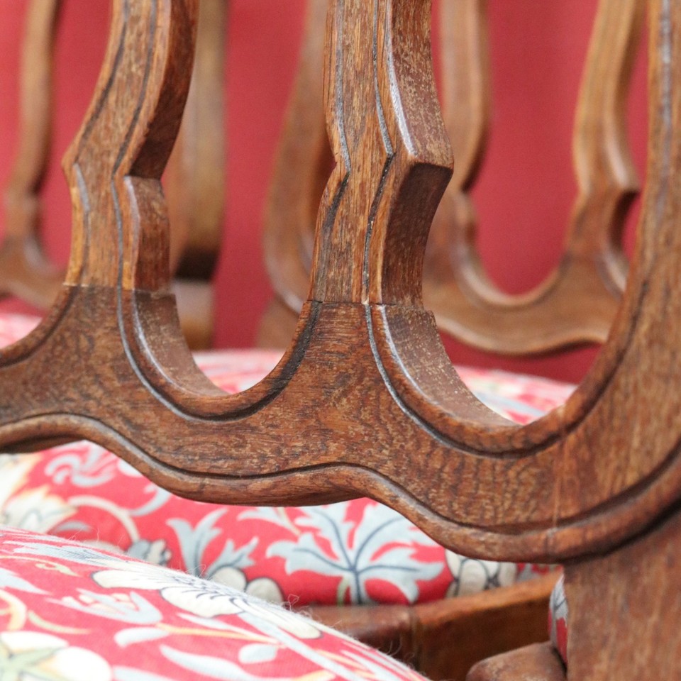 Set of Six Antique French Chairs with Open Work Backs William Morris ...
