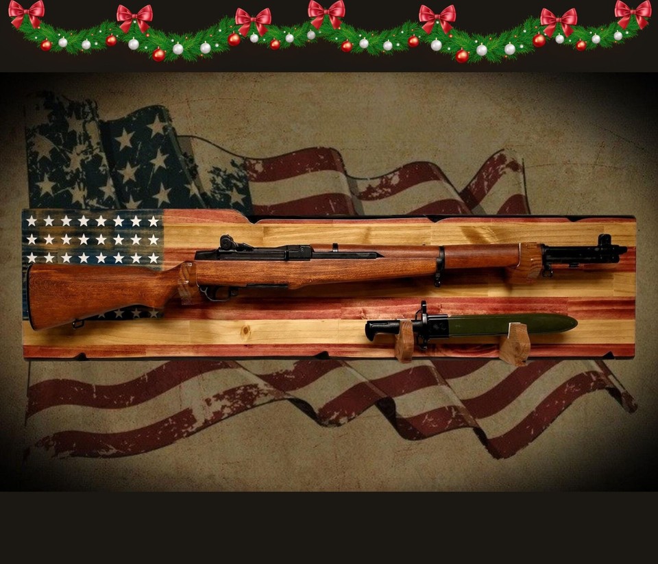 Rustic 48 Star M1 Garand Rifle Wall Display with Bayonet Hold Patriot ...