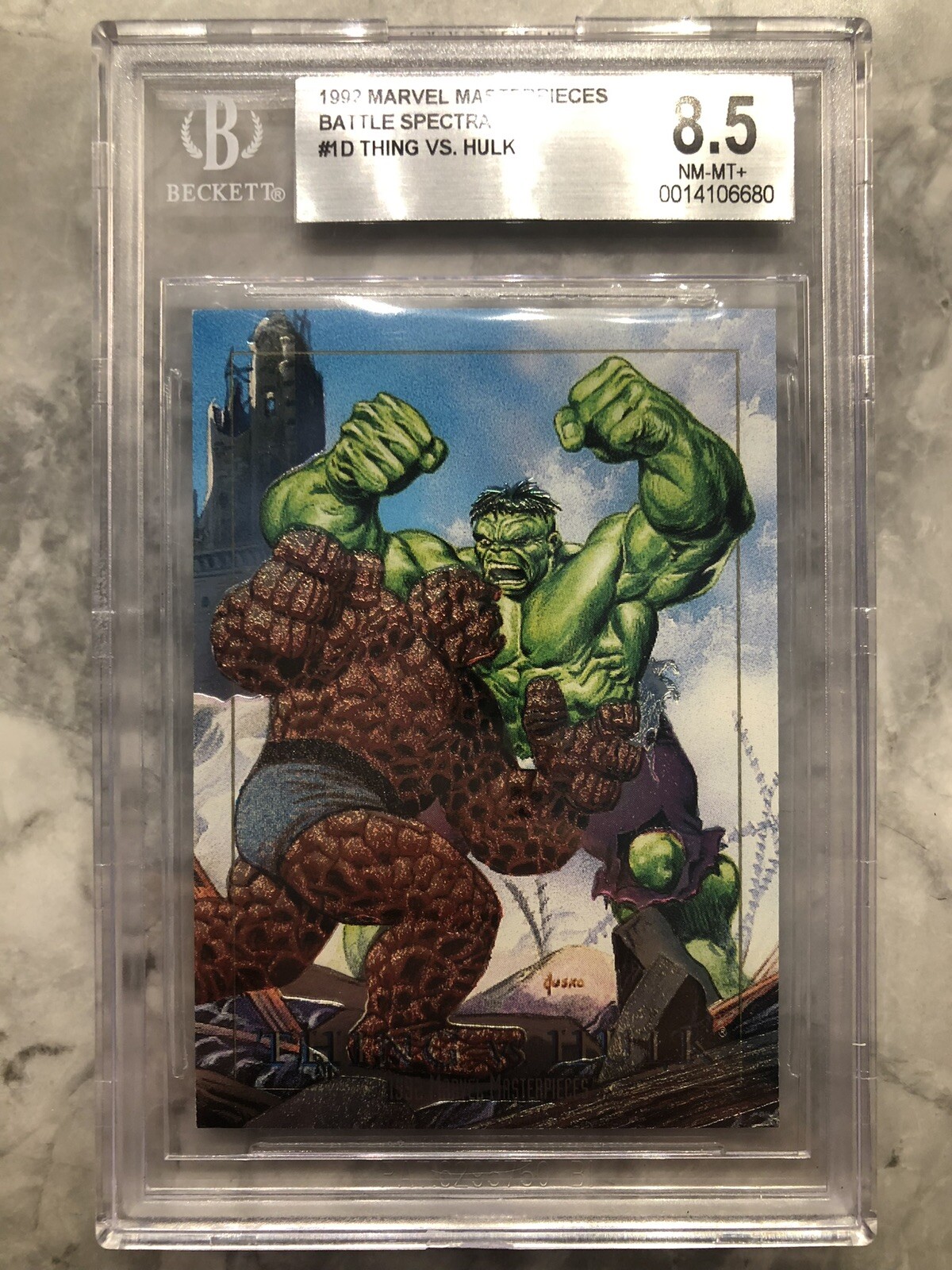 1992 Marvel Masterpieces #1-D Thing Vs Hulk Battle Spectra BGS 8.5 NM ...