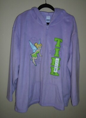 Pluse Size 4x Womens Purple Tinker Bell Zip Front Hooded Fleece ...