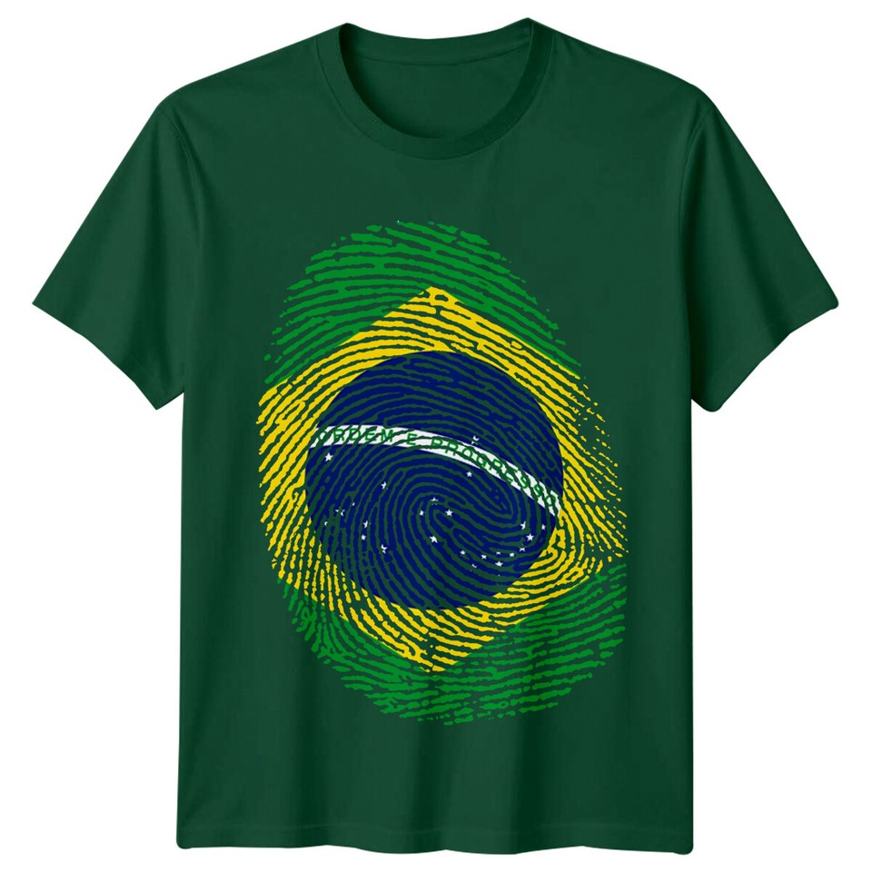 Brazil Flag Fingerprint Travel Mens T-Shirt South America | eBay