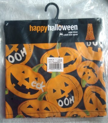 Halloween Wipe Clean Adult Kitchen Craft Apron Pumpkin Print Brand New ...