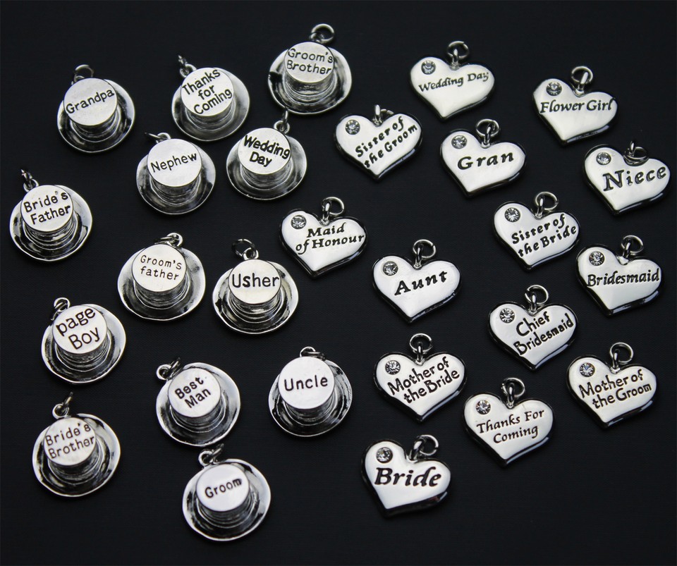 Wedding Heart & Top Hat Charms - Silver Plated | eBay UK