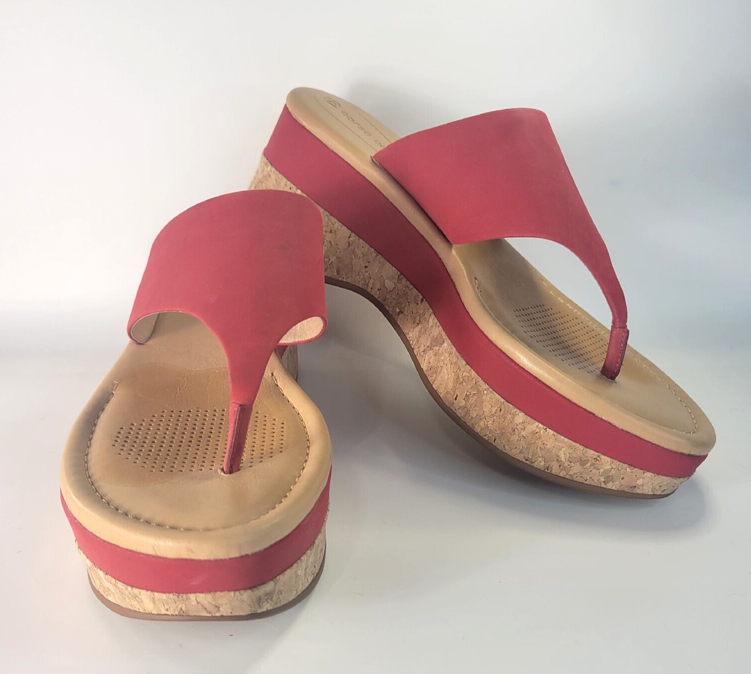 Corso Como Arowin Red Wedge Cork Platform Wedge Leather Sandals Women's ...