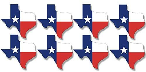 Sheet of 8: 1.5 inch Texas Shaped TX Flag Stickers (Scrapbooking Small ...