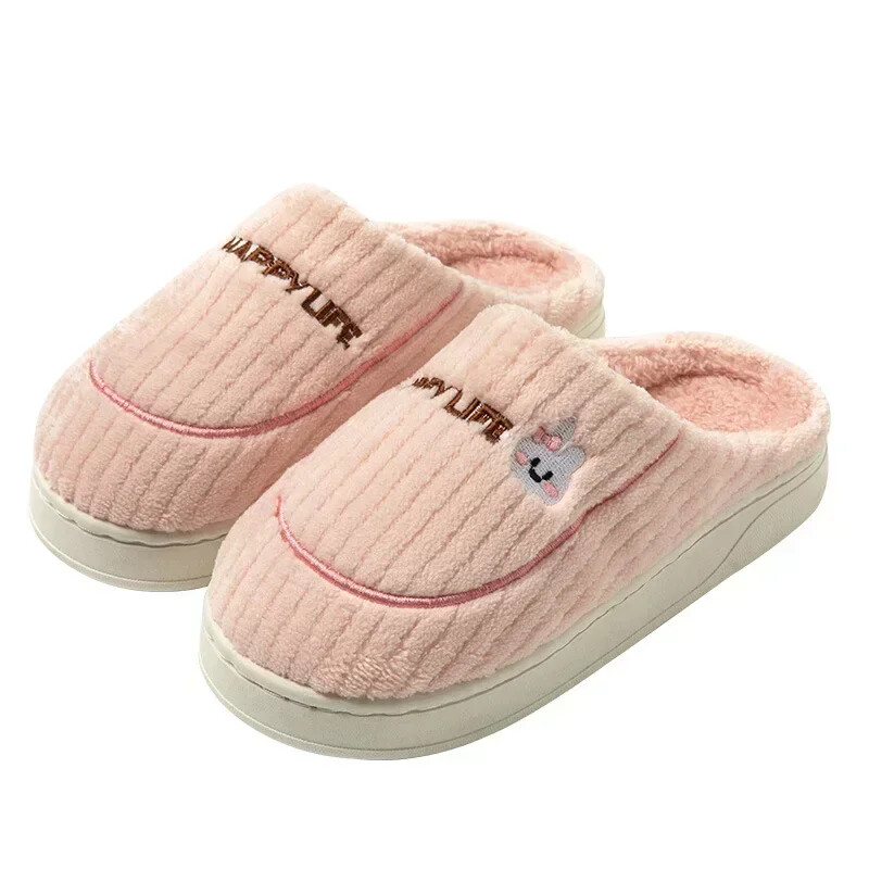 Short Plush Warm Indoor Casual Soft Soled Cotton Slipper Non-slip Shoe ...