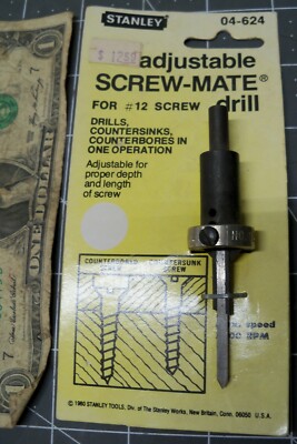 Stanley Screw-mate #12 Adjustable Boatbuilder VTG NOS Countersink Drill ...