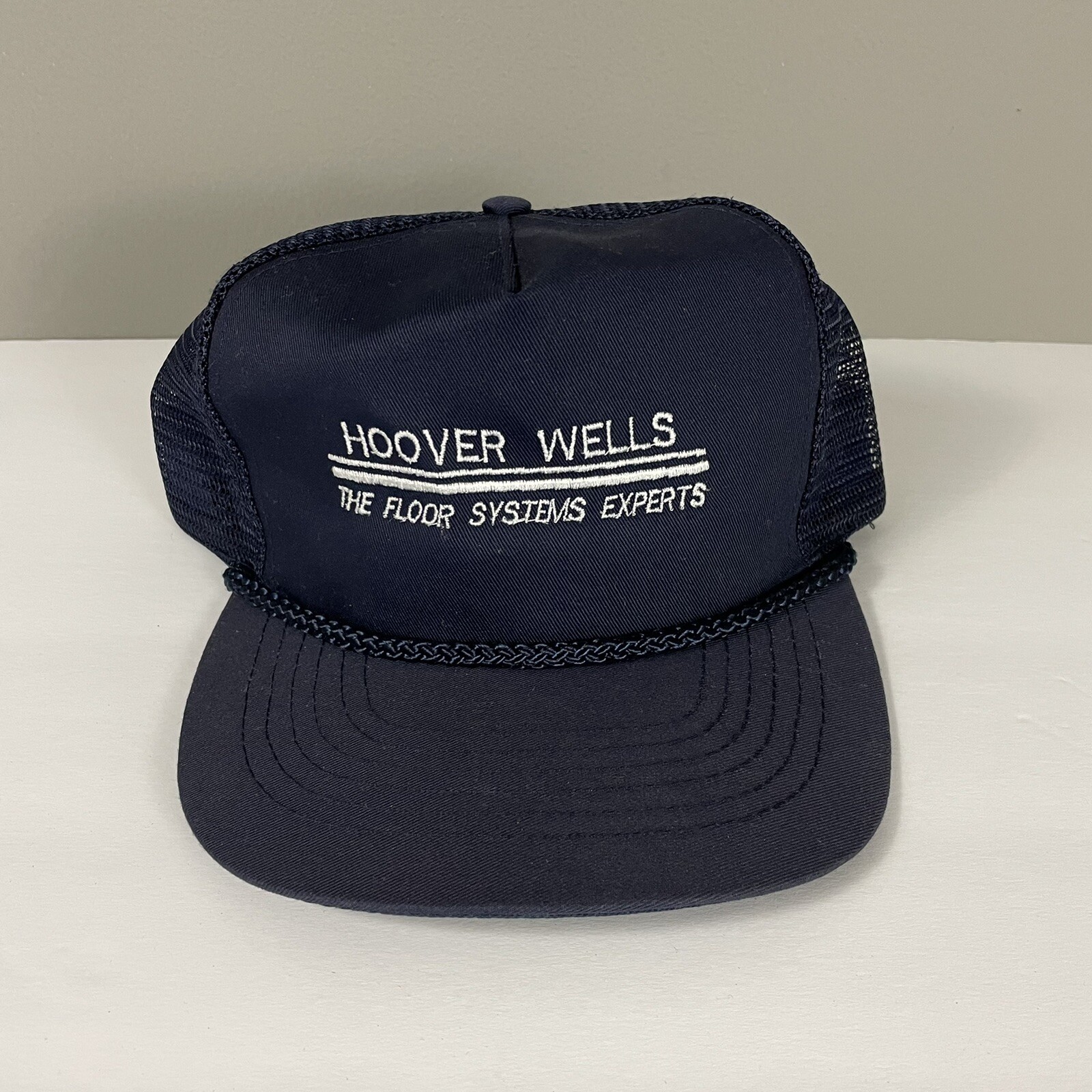 Vintage Hoover Wells Trucker Hat Navy Blue Mesh Snapback Floor Systems ...