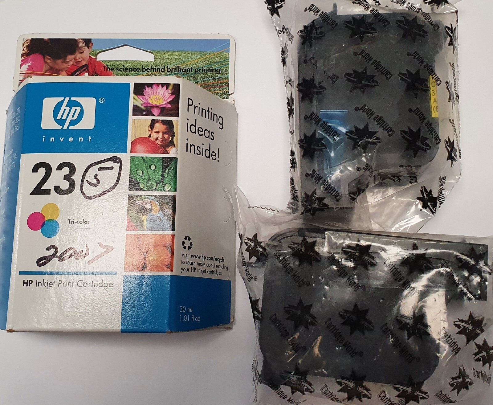 1 BRAND NEW & 2 Remanufactured InkJet HP 23 Tri Color C1823D NOS ...