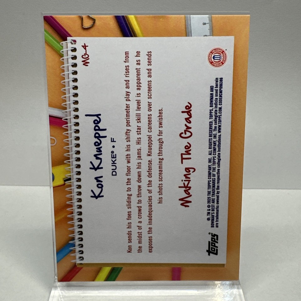 2025 Bowman U Best Kon Knueppel Orange Making The Grade Refractor /25 # ...