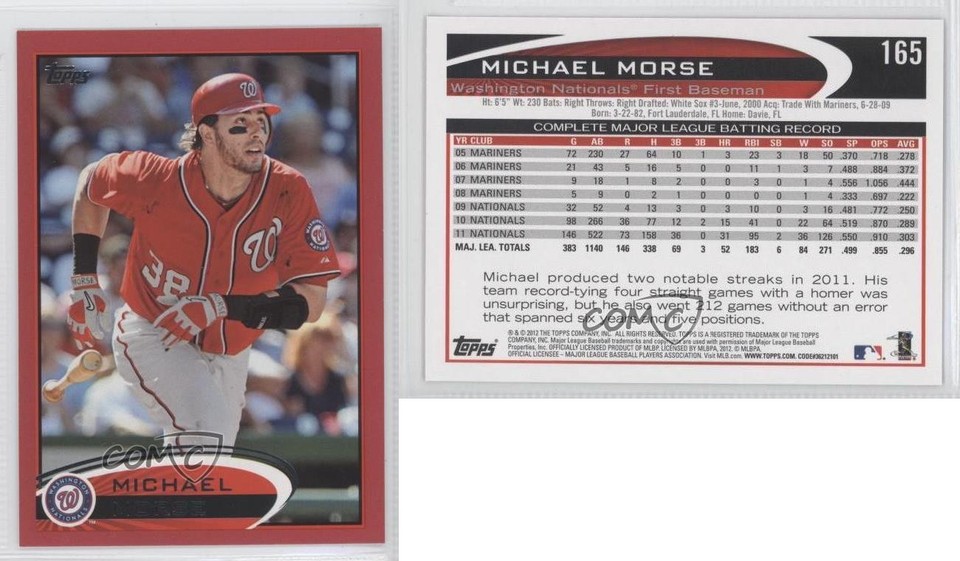 2012 Topps Target Red Border Mike Morse #165 5x3 | eBay UK