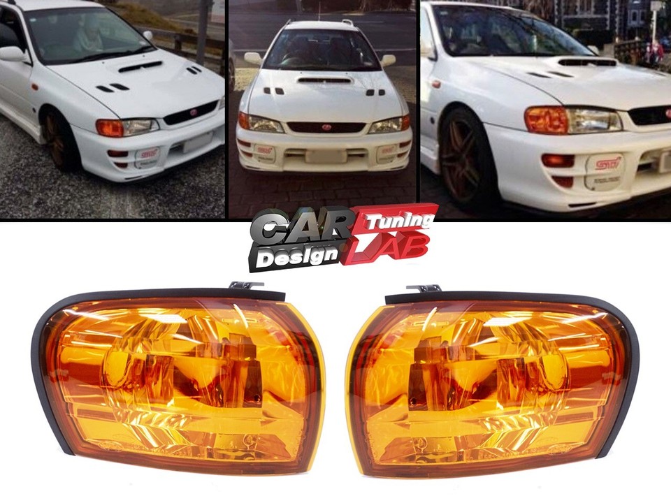 Crystal Amber Corner Lights Lamps W/E-Mark For 1992-2000 Subaru impreza ...