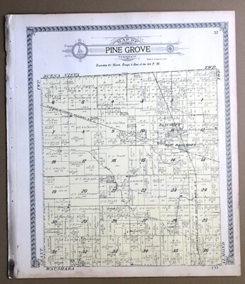 1918 Map PINE GROVE Township , Wisconsin Ancestry Genealogy History | eBay