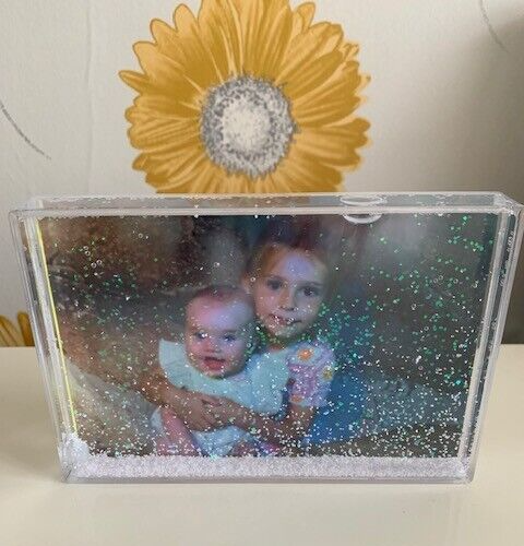 Personalised Acrylic Photo Liquid Glitter Shake Block Picture Gift 6 x ...