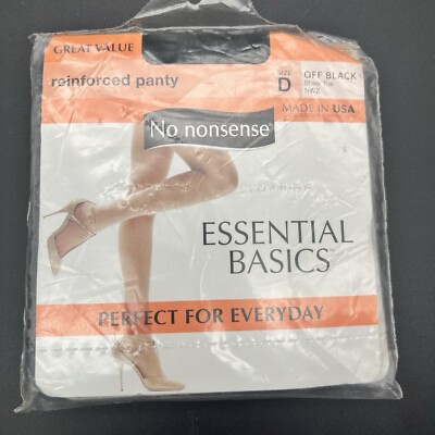 No Nonsense Essential Basics Sheer Toe Pantyhose Size D Off Black Made ...