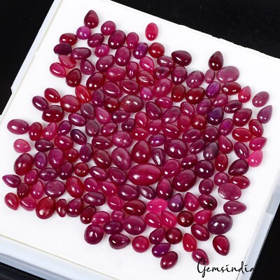Certified 150 Cts Natural Rich Pink Red Ruby Mix Cabochon Loose ...