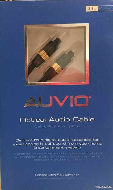 AUVIO 3-ft Optical Audio Cable 1500399 -New- | eBay