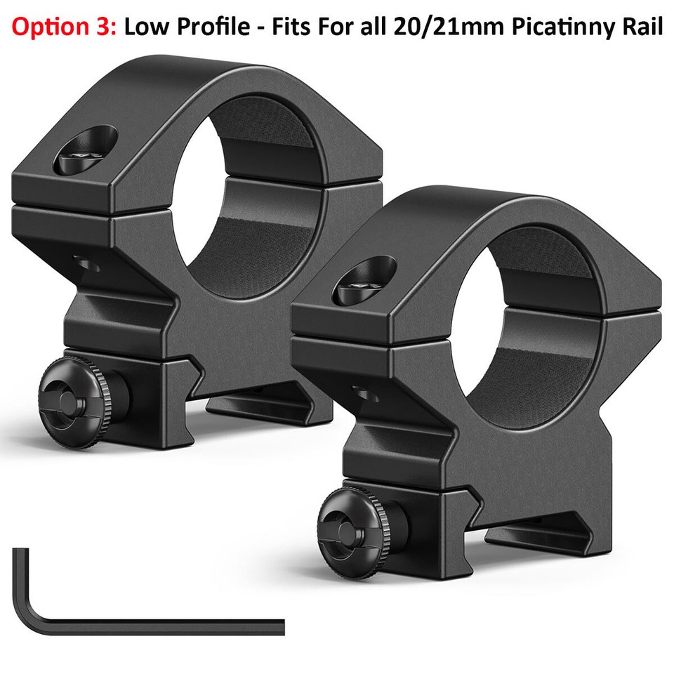 2PCS 1" Low/Medium/High Profile Scope Rings Picatinny/Dovetail Rail ...