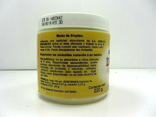 1X POMADA LA ABEJA DIOLMEX 220g DEPORTISTAS,DOLORES MUSCULARES REUMAS Y ...
