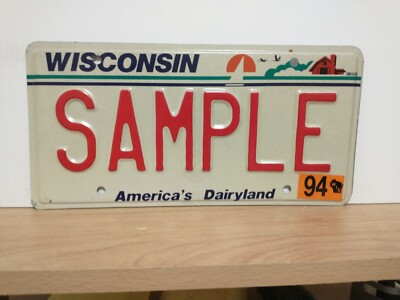 1994 Wisconsin SAMPLE License Plate Tag Original | eBay