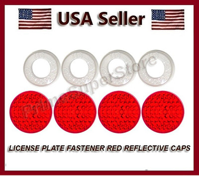 Red Reflector Fasteners Caps License Plate/Tag Frame Car/Motorcycle ...