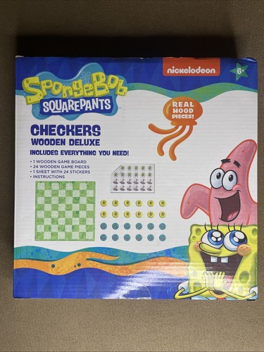 Spongebob Squarepants Board Game Checkers Wooden Deluxe Nickelodeon New ...