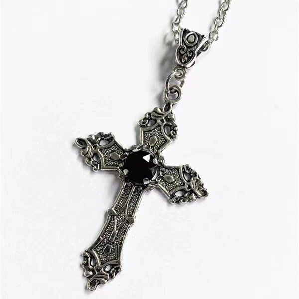 Stunning Gothic Vampire Red Rose Necklace Cross Sword Halloween Gift ...