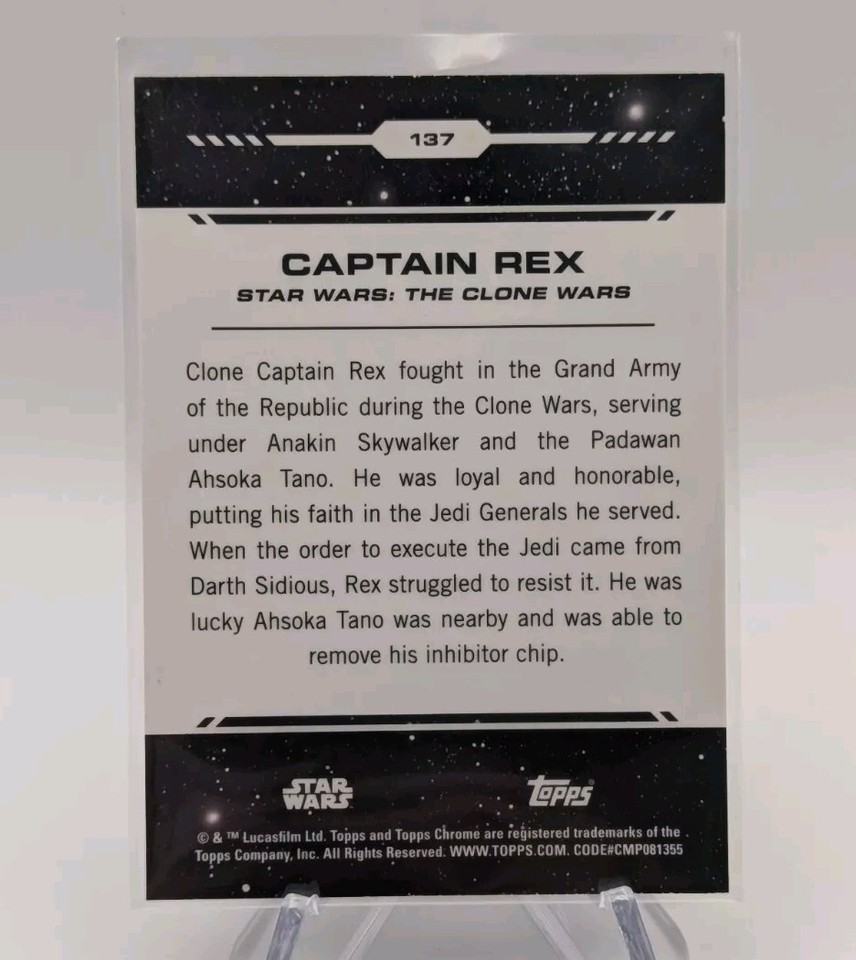 Captain Rex 2024 Topps Chrome Star Wars Red RayWave Refractor SP #137 ...
