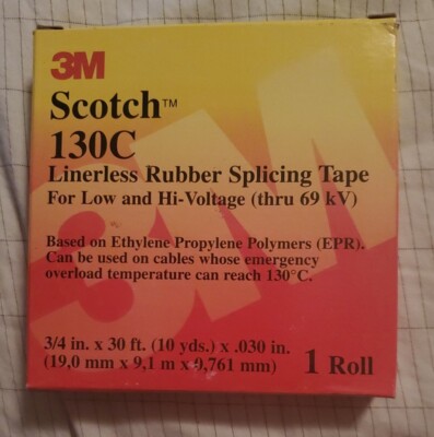 3M 130C Scotch Linerless Rubber Splicing Tape: 3/4 in x 30 ft. Black ...