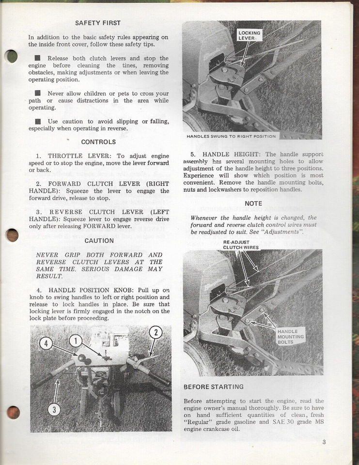 SIMPLICITY ROTICUL ROTARY TILLER No. 938 5 HP Owner's Manual Parts List ...