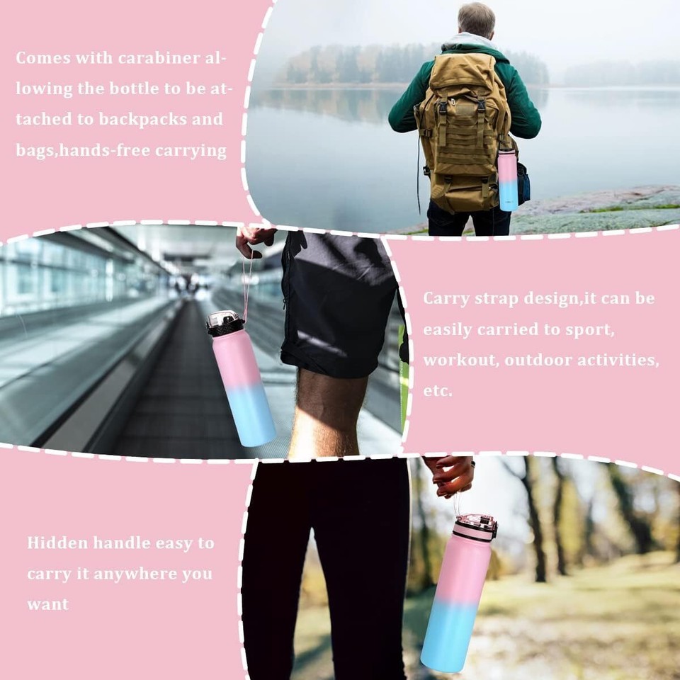 32 Oz Sports Water Bottle Double Wall Vacuum Insulated Stainless Steel ...