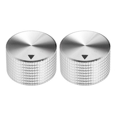 2 x Stereo Knob 25x6x15.5mm Aluminium Volume Knob Silver Textured ...