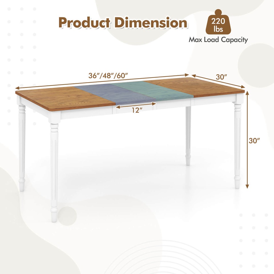 Extendable Dining Table Folding Kitchen Table for 4-8 People w/ Rubber ...
