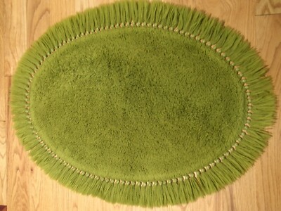 Vintage 1970's Groovy Green Oval Shaped Rug w/Fringe | eBay